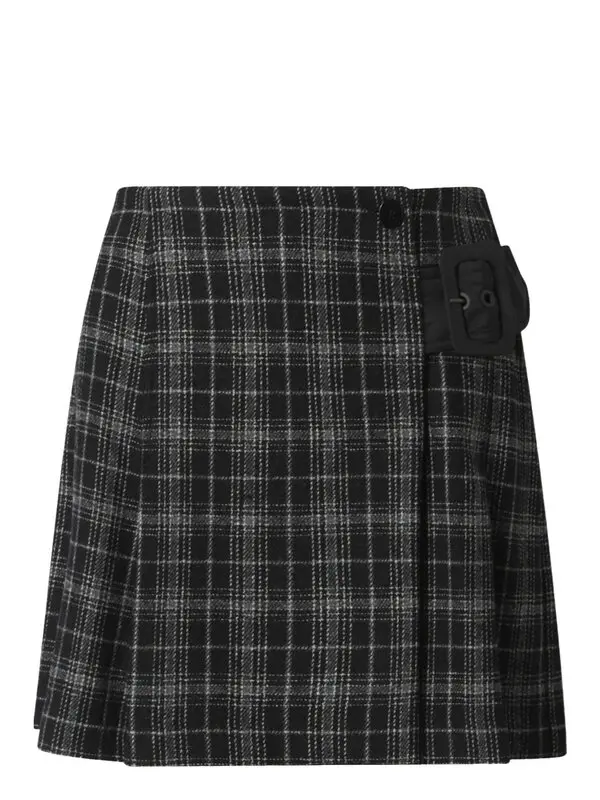 Pinko Plaid Pleated Mini Skirt - Black-beige