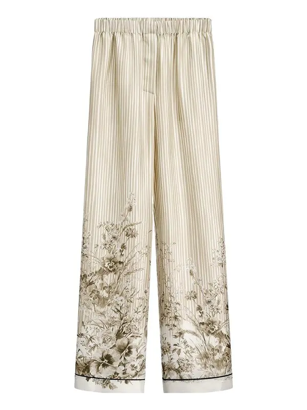 Dior Pantalon Iviera In Toile De Jouy Floral Garden Print Silk Twill - No