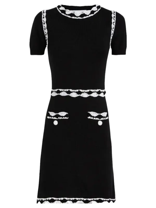 Moschino Lace Trim Knit Dress - Black