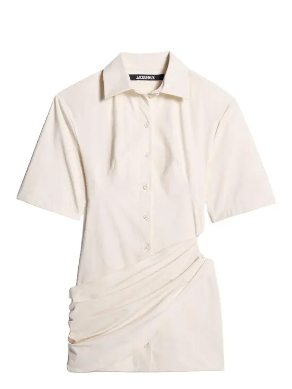 Jacquemus Draped Mini Shirt Dress - White