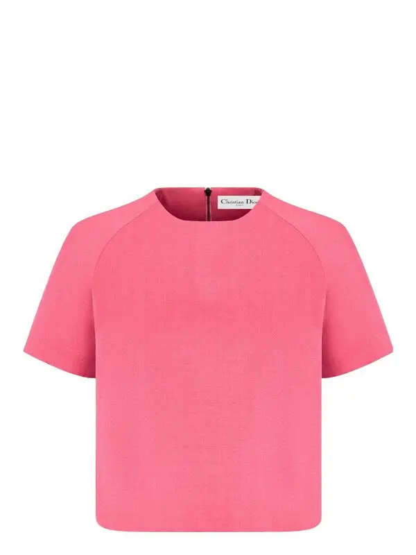 Dior Wool Silk Blend Short Sleeve Top - Pink