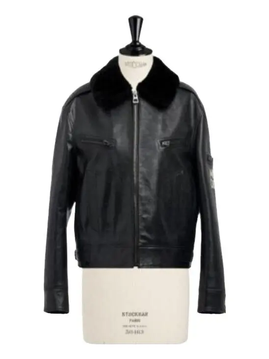 Dior Leather Jacket With Logo Detail - Black