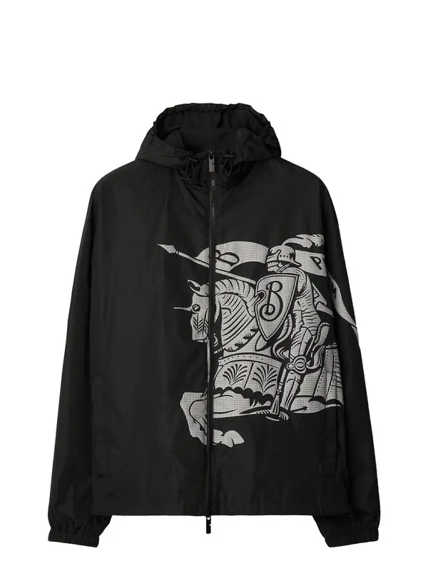 Burberry Ekd Lightweight Hooded Zip-up Jacket - Black