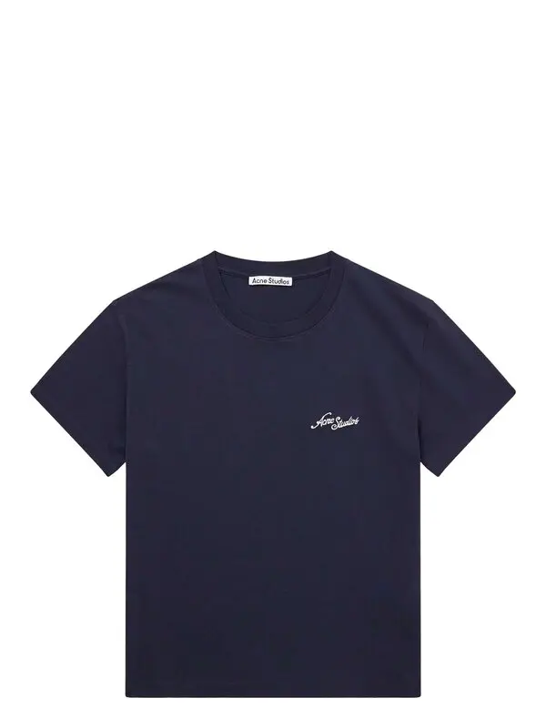 Acne Studios Logo-embroidered Cotton-jersey T-shirt - Navy