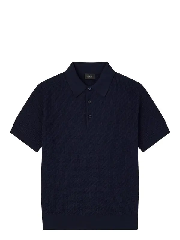 Brioni Cotton, Silk And Cashmere-blend Polo Shirt - Blue