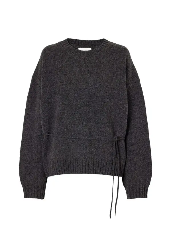 ST. AGNI Belted Wool Sweatshirt - Anthracite