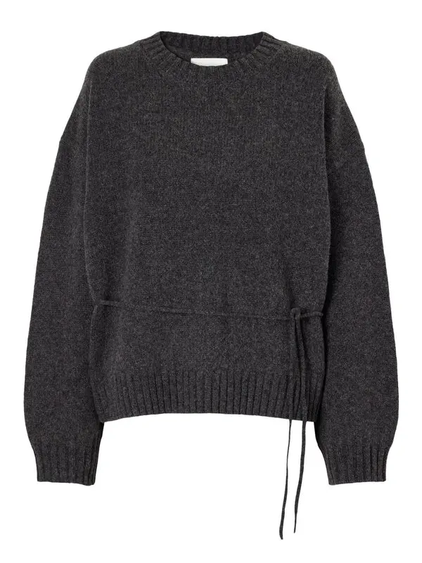 ST. AGNI Belted Merino Wool Sweatshirt - Gray