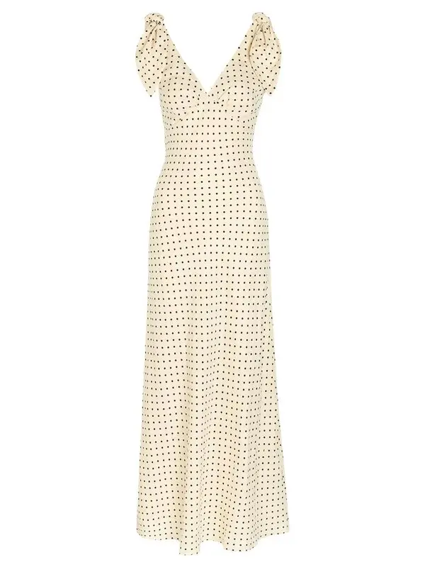 Faithfull The Brand Solana Polka Dot Linen Maxi Dress - Cream