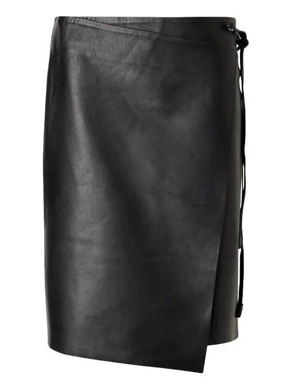 ST. AGNI Leather Wrap Mini Skirt - Black