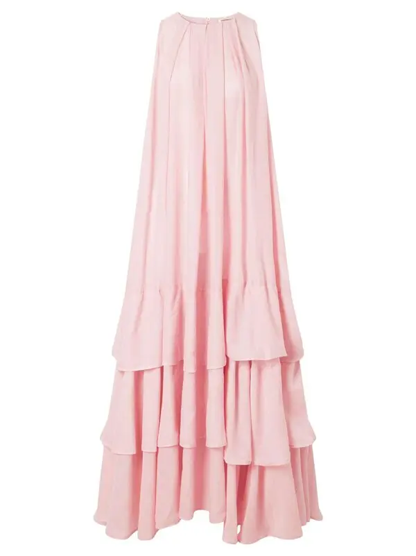 MARRAKSHI LIFE Ruffled Cotton Poplin Maxi Dress - Pink