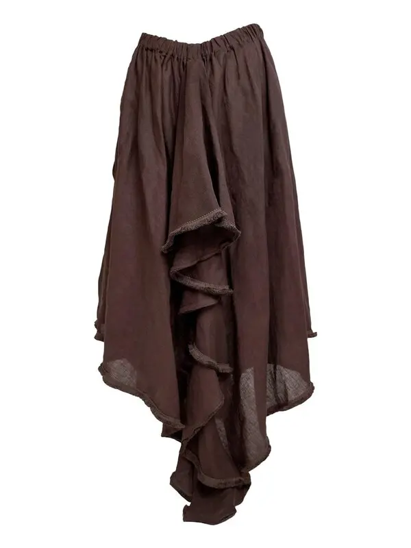 MUDA CLOTHING FZ LLC Espresso Asymmetrical Ruffle Skirt - Brown