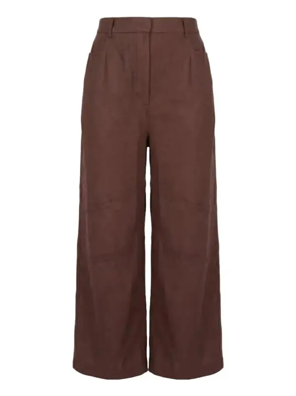 MUDA CLOTHING FZ LLC Emara Linen Wide-leg Trousers - Brown