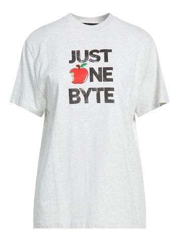Coperni Light Organic Cotton T-shirt With "just One Byte" Print - Grey