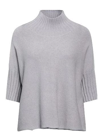 MANILA GRACE Knitted Turtleneck With 3/4 Sleeves - Grey