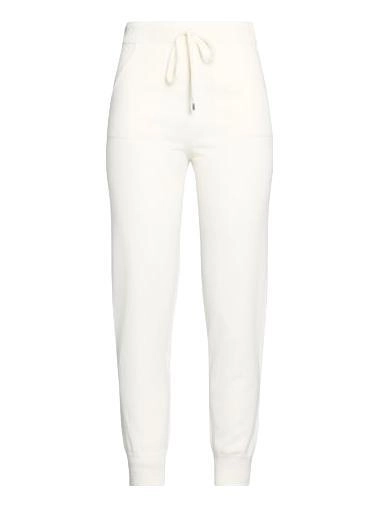 KANGRA Wool Knit Drawstring Waist Tapered Pants - Ivory