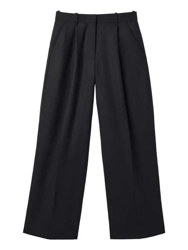 HOUSE OF DAGMAR Tailored Relaxed Wool Trousers - Black