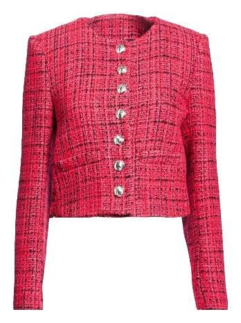 Patrizia Pepe Tweed Bouclé Cropped Jacket - Red