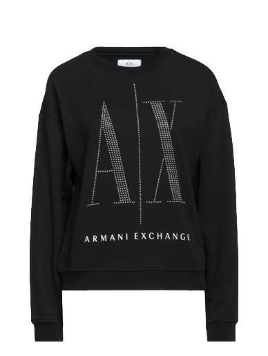 Armani Exchange Cotton-elastane Sweatshirt With Embellished Logo - Black