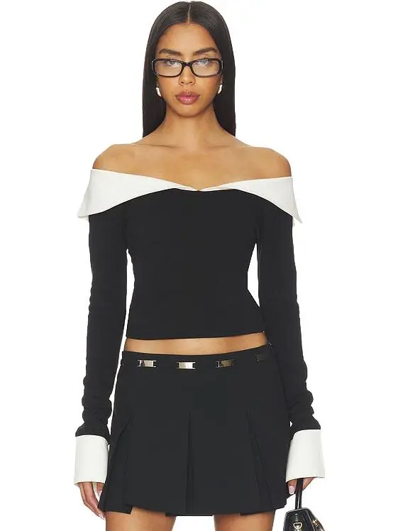 ANONIE Off-the-shoulder Jersey Knit Top - Black