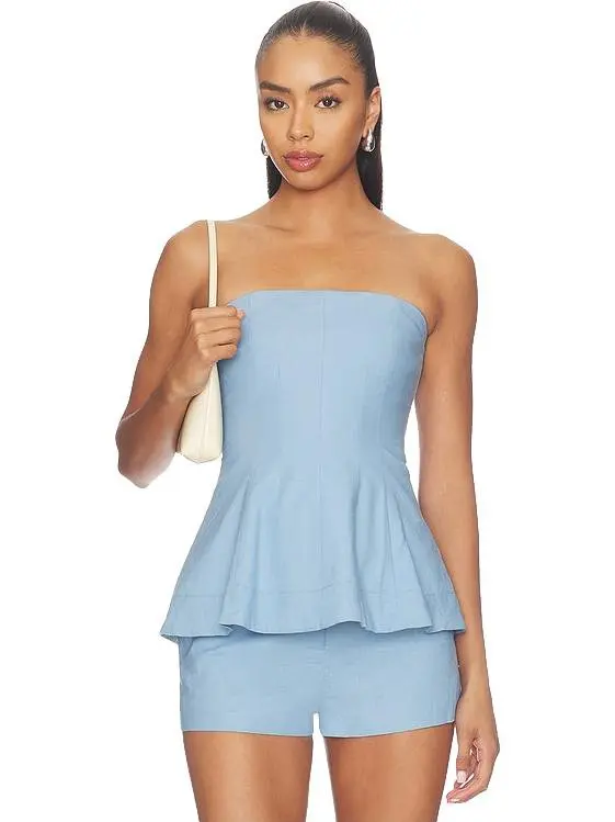 LOVERS AND FRIENDS Aviana Strapless Top - Light Blue