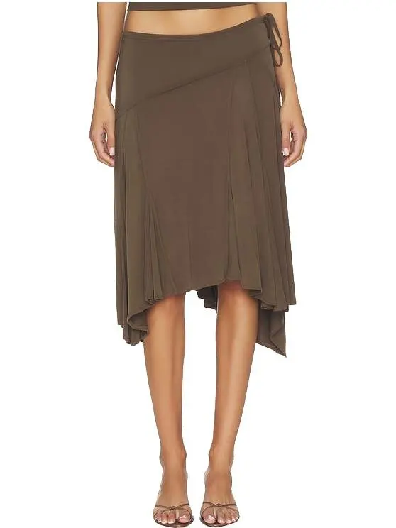 With Jéan X Sharni Asymmetrical Hem Skirt - Chocolate