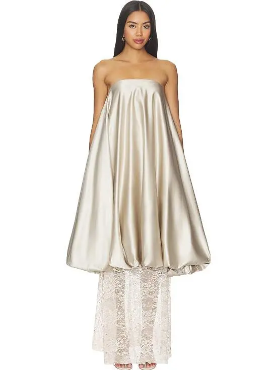 LA FUORI Metallic Lace Gown - Silver