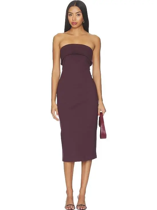 Steve Madden Strapless Midi Dress With Back Vent - Chocolate
