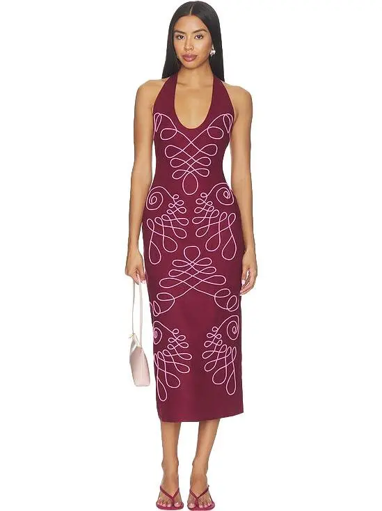 THE WOLF GANG Lera Midi Dress - Magenta
