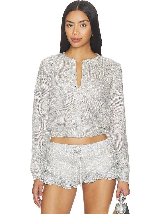 SIEDRES Poli Metallic Knit Cardigan - Silver