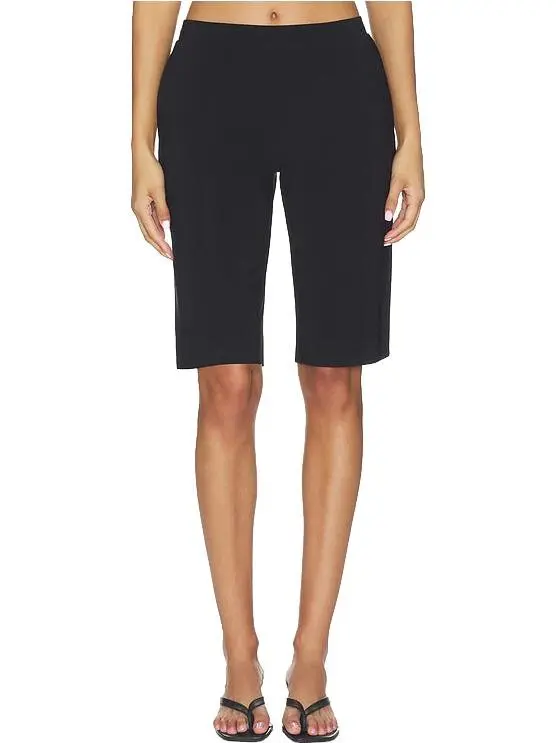 Norma Kamali Flat Front Bermuda Short - Black
