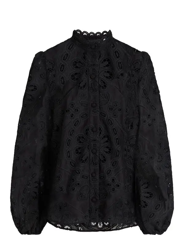Zimmermann Broderie Anglaise Cotton Blouse - Black