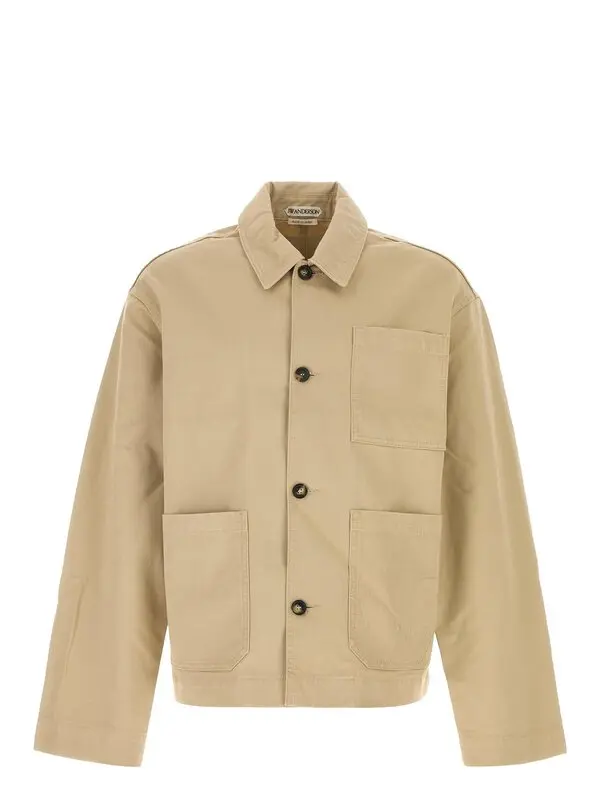 JW Anderson Cotton Jacket With Embroidered Logo - Light Brown