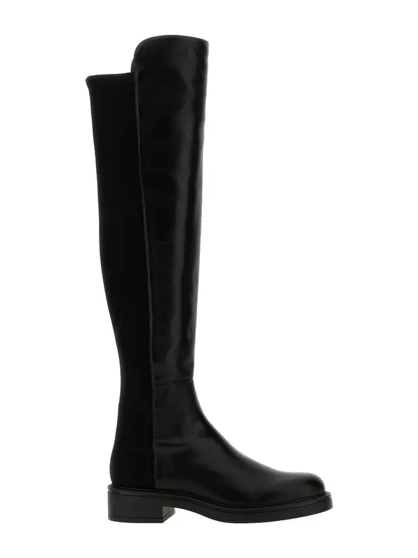 STUART WEITZMAN Nappa Leather And Fabric Over-the-knee Boots - Black