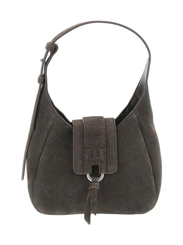 Hogan Mini Hobo Bag In Suede - Marrone