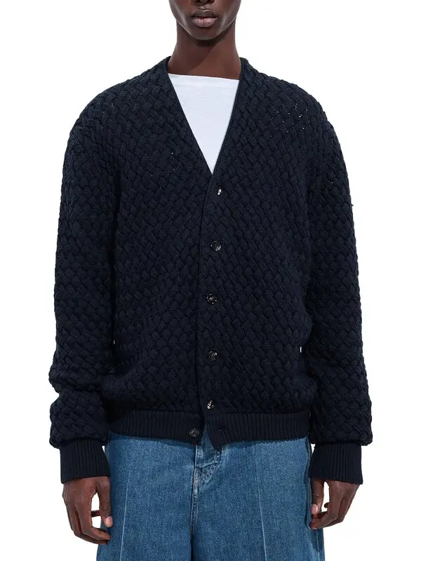 Bottega Veneta Braided Wool Cardigan - Blu