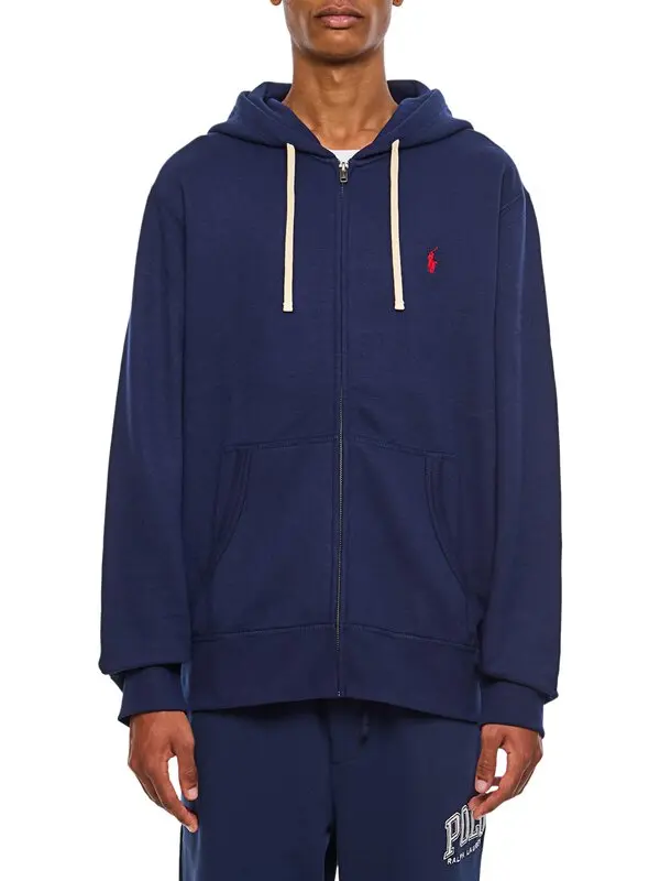Polo Ralph Lauren Zip-up Hoodie With Drawcord Hood - Blu