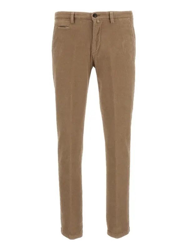 BRIGLIA 1949 Stretch Cotton Twill Moleskin Finish Trousers - Beige