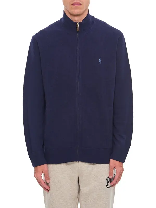 Polo Ralph Lauren Zip-up Ribbed Knit Sweater - Blu