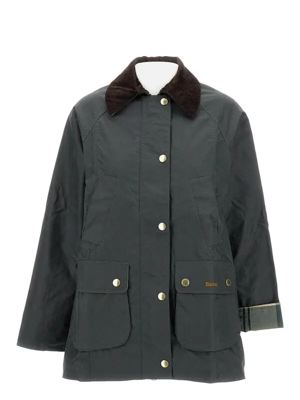 Barbour Cotton Jacket With Corduroy Collar - Green