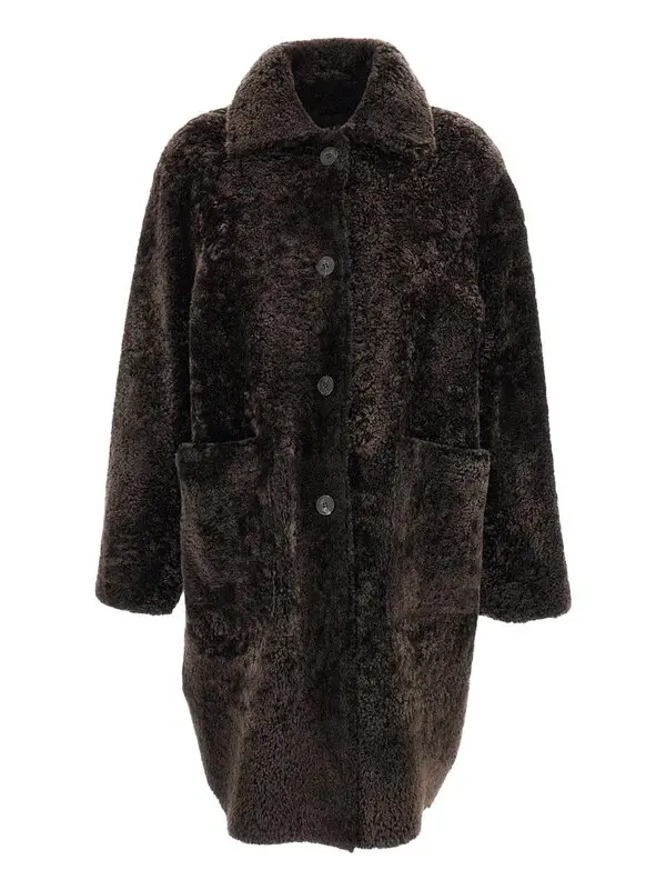 ARMA Zoey Reversible Shearling And Nappa Coat - Marrone