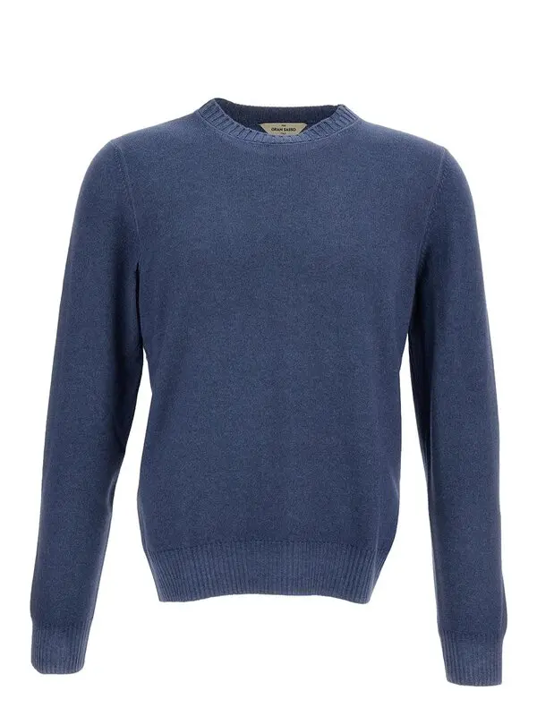 GRAN SASSO Crew Neck Sweater With Brushed Finish - Azzurro