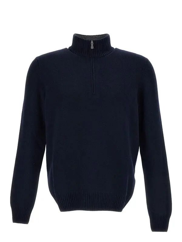 GRAN SASSO Half-zip Turtleneck Sweater - Blu
