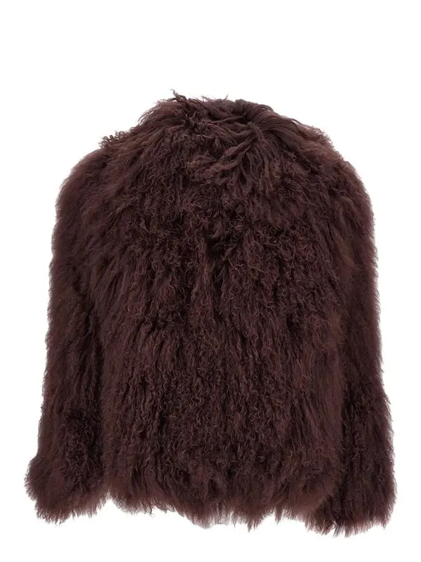 MARTHA LOUIS Mongolian Fur Midi Jacket - Brown
