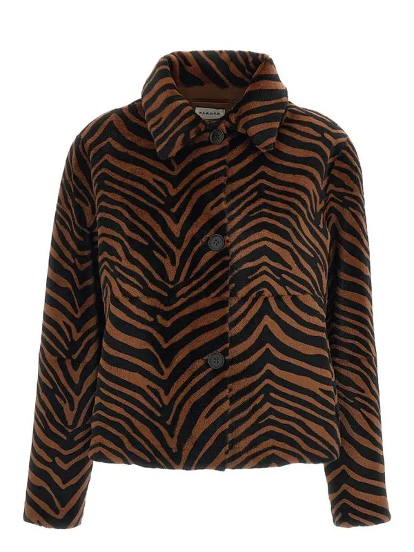 PAROSH Animal Print Leather Jacket - Multicolore