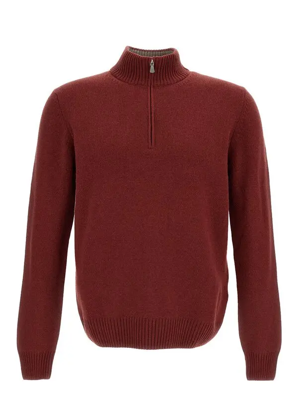 GRAN SASSO Half-zip Wool Blend Sweater - Rosso