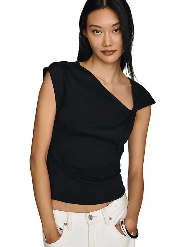 Anthropologie Asymmetrical Knot T-shirt - Black