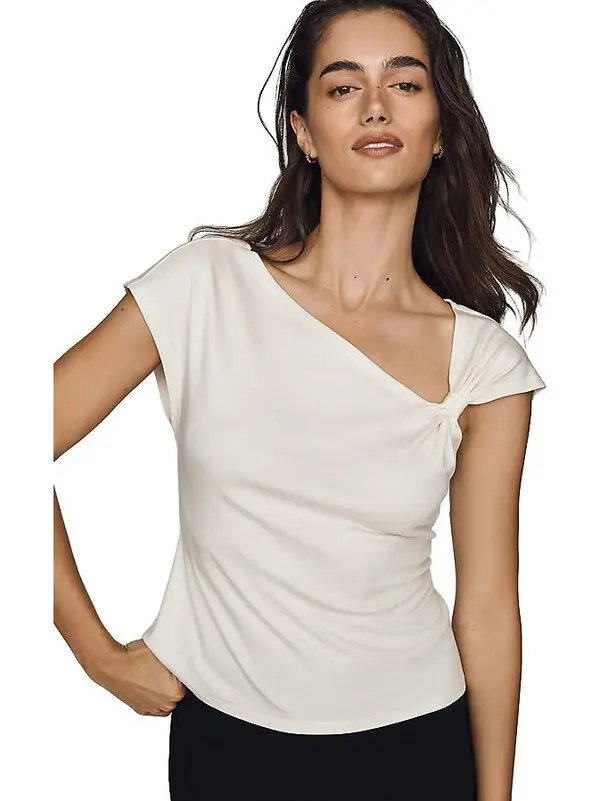 Anthropologie Asymmetrical Knot T-shirt - White