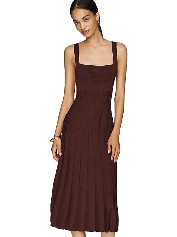 Maeve Pleated Midi Sweater Dress - Plum