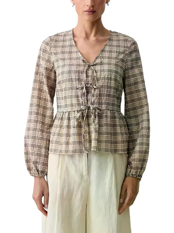 Marc O'polo Check-pattern Peplum Blouse - Brown