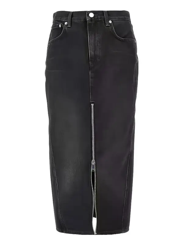 HAIKURE Midi Denim Skirt With Zip Front - Black